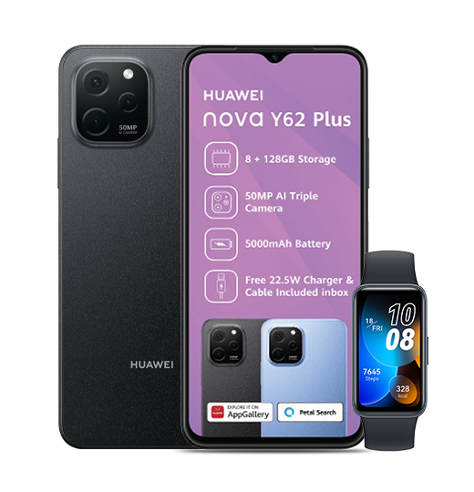 Huawei Nova Y62 Plus + Huawei Band 8 Black | Telkom Business
