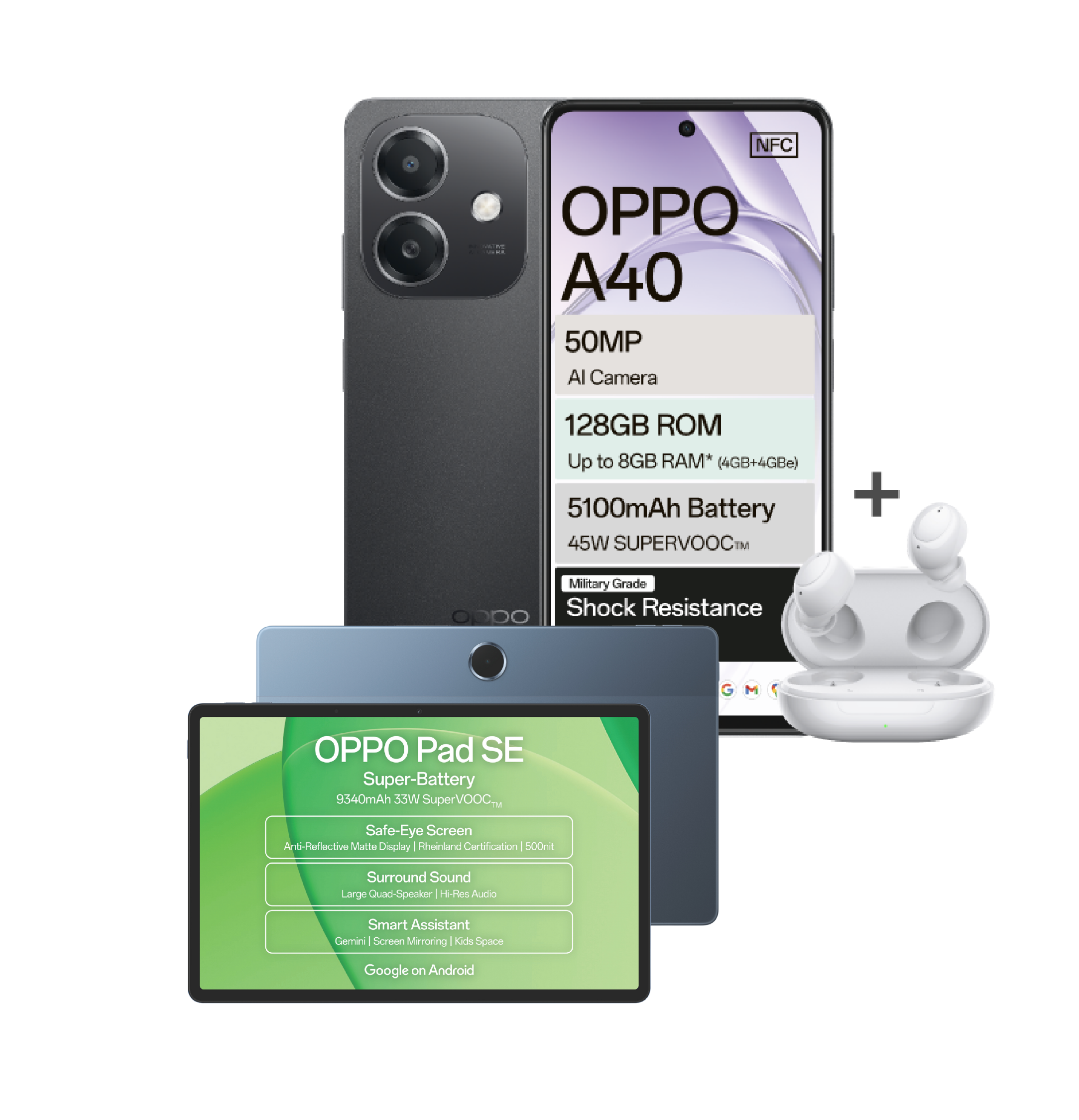 Oppo A40 Plus Buds + Oppo Pad SE 128GB Blue | Telkom